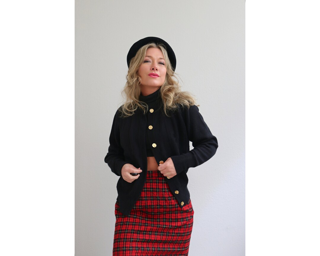 1990's Adele Joyce Acrylic & Wool Cardigan // Women's Size Small to Medium // 90's // Simple ...