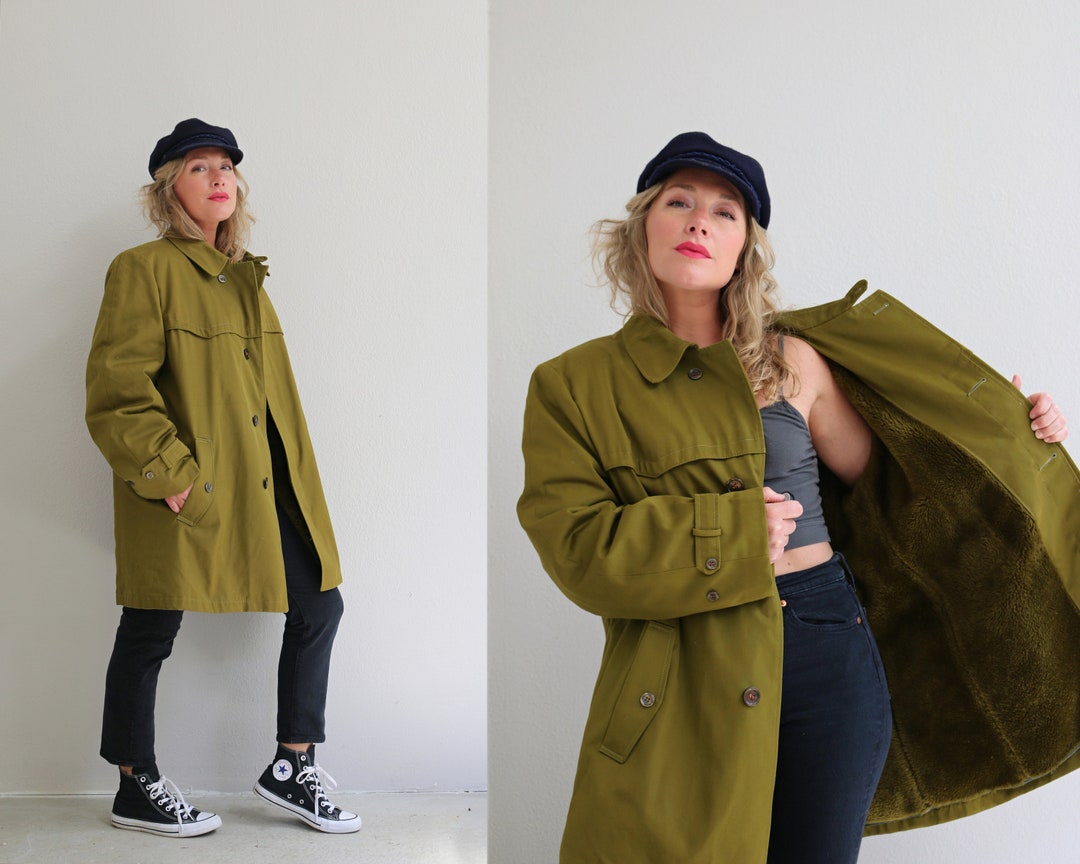 1960's Oakbrook Olive Overcoat // Men's Size Large to Extra Large ...
