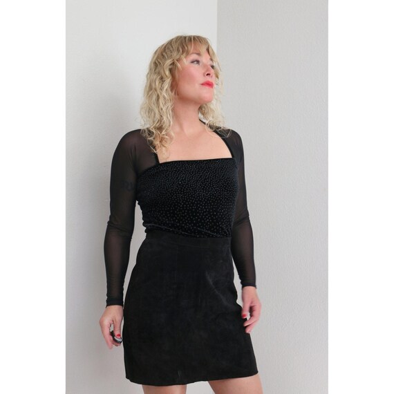 1990's Vintage Robbie Bee Mesh & Sparkle Velvet Shirt… - Gem