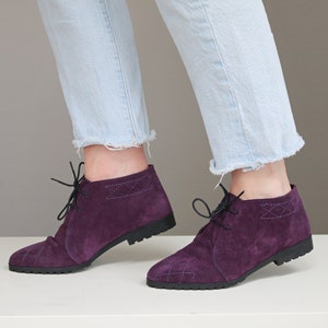 Deadstock, 1990's Buskens Eggplant and Suede Boots // Women's Size 5-1/ ...