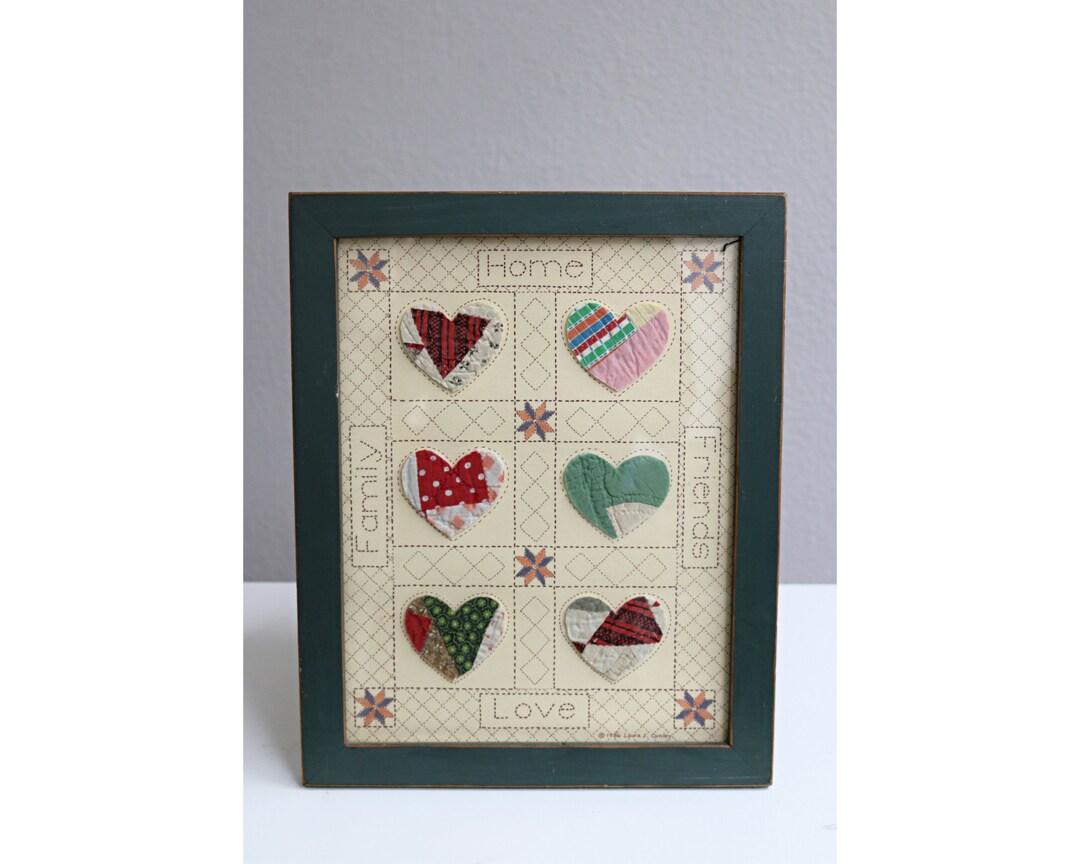 1980's Vintage Laura J. Conley 1986 Memory Quilt Framed Picture // Home ...