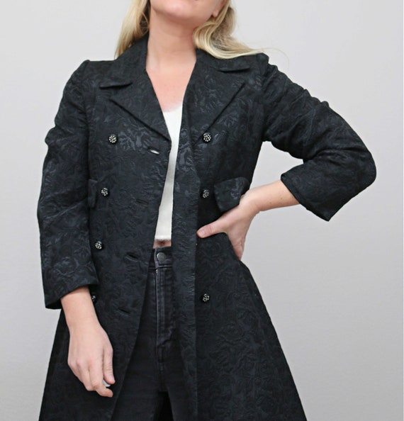 1950's Jacquard Double Breasted Cocktail Coat // Wome… - Gem