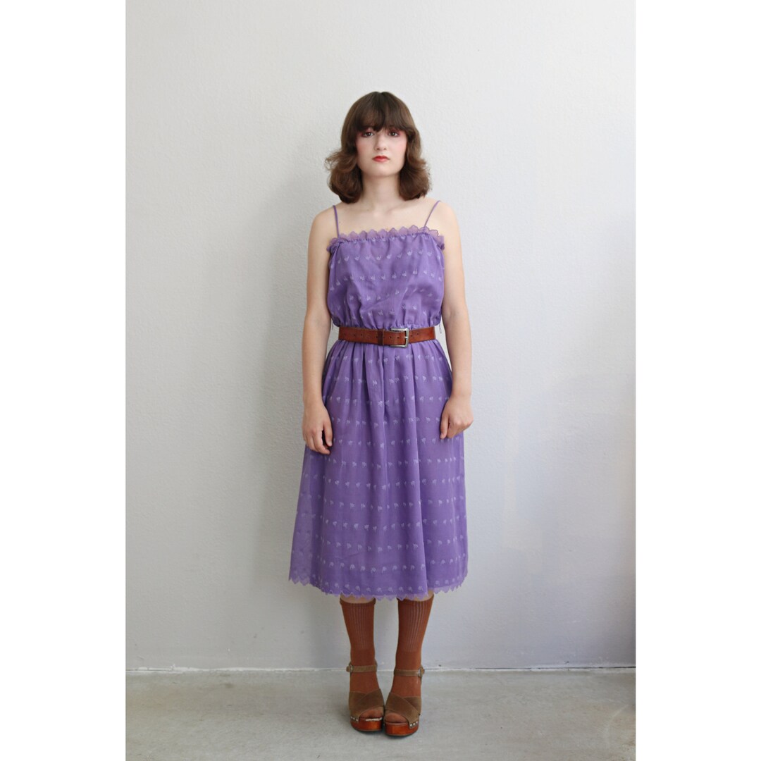 1970's Vintage Lavender Embroidered Sundress ~ Women's Double Extra ...