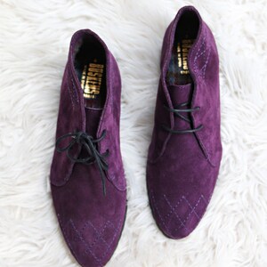 Deadstock, 1990's Buskens Eggplant and Suede Boots // Women's Size 5-1/ ...