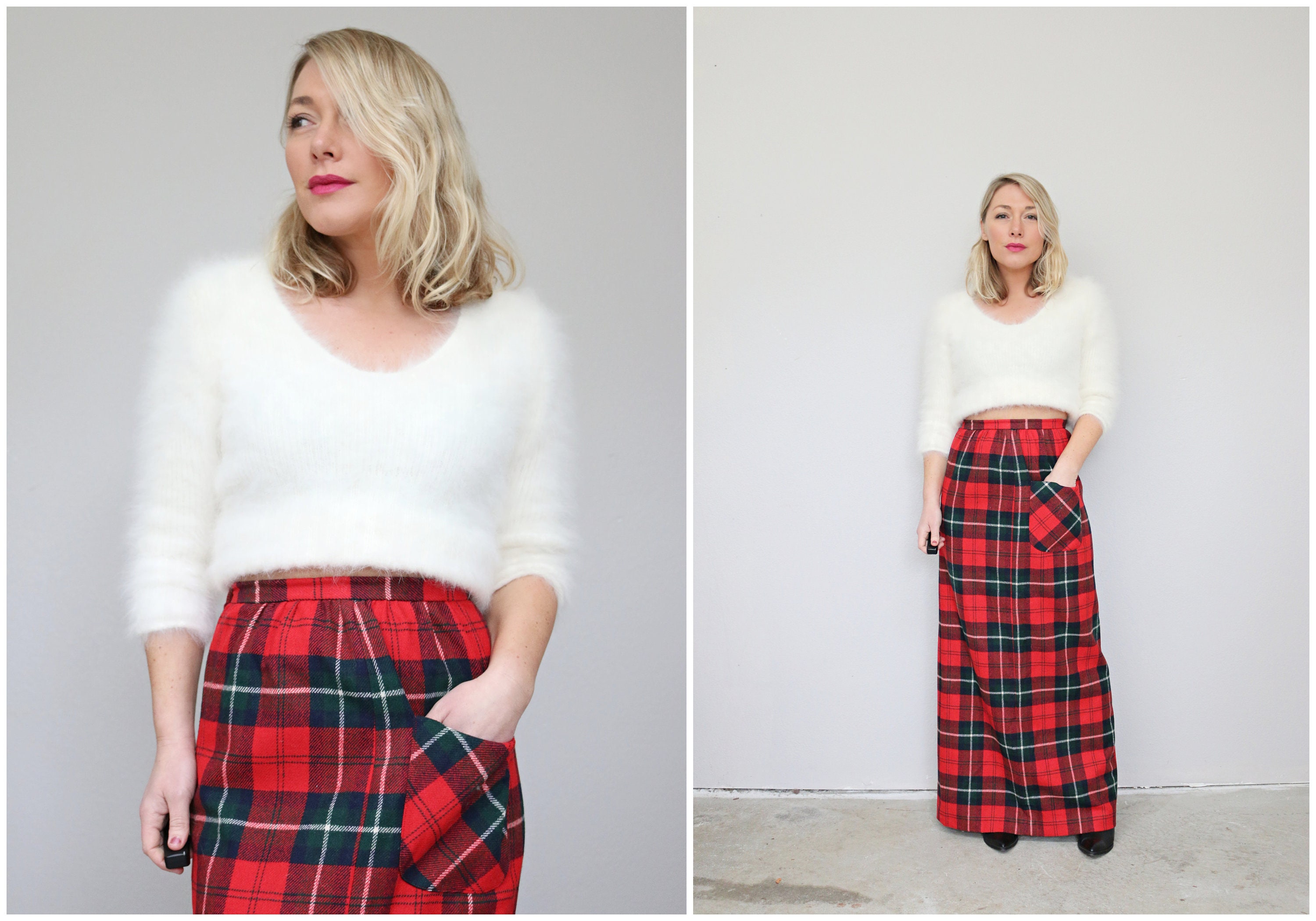 1970's Florence Walsh Plaid Skirt // Size Double Extra | Etsy