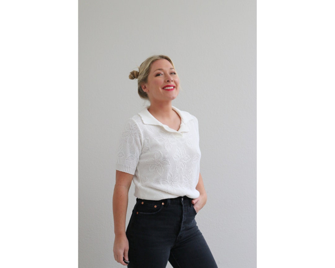 1970's Keneth Too Floral Knit Sweater // Women's Size Small to Medium ...