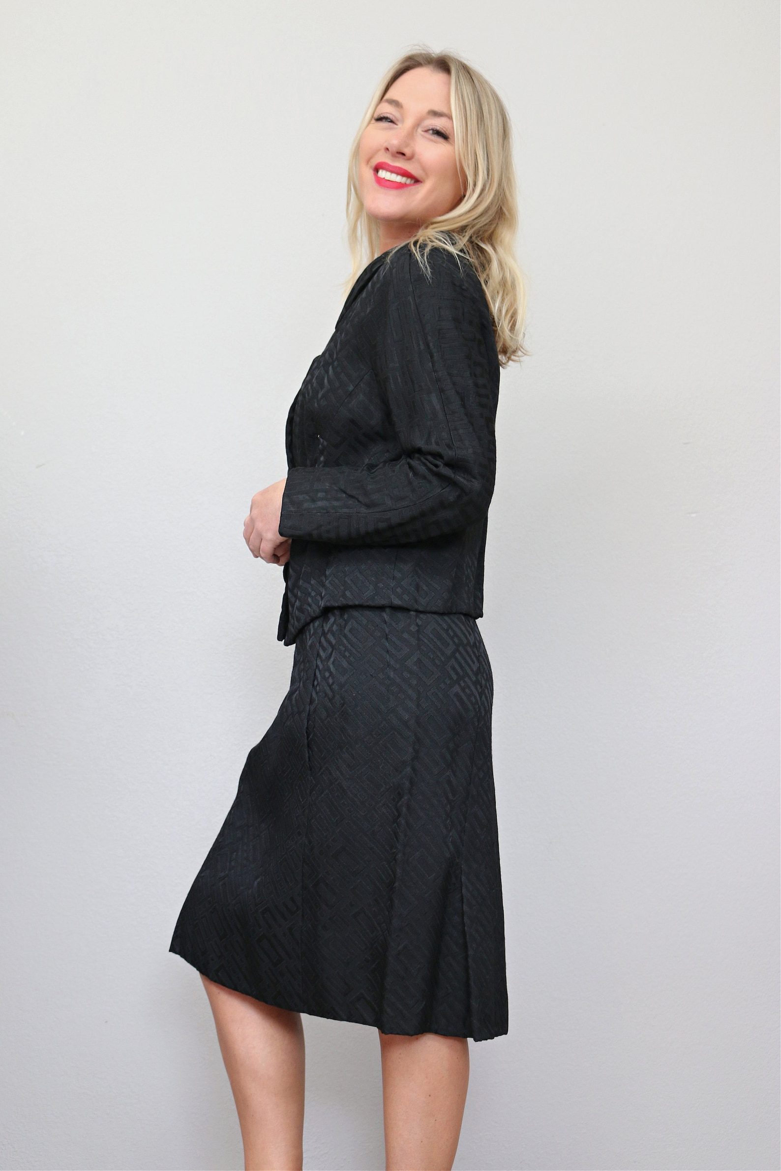 1950's Geometric Black Drop Suit Set // Women's Size | Etsy