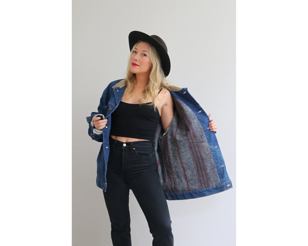 1980's Wrangler Blanket Lined Jean Jacket // Women's Plus Size 2X to 3X ...