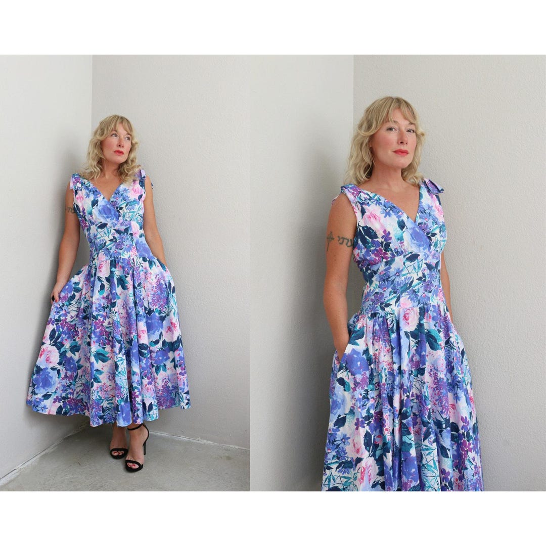 1980's Vintage Floral Summer Sundress ~ Women's Small to Medium SM MD 6 ...