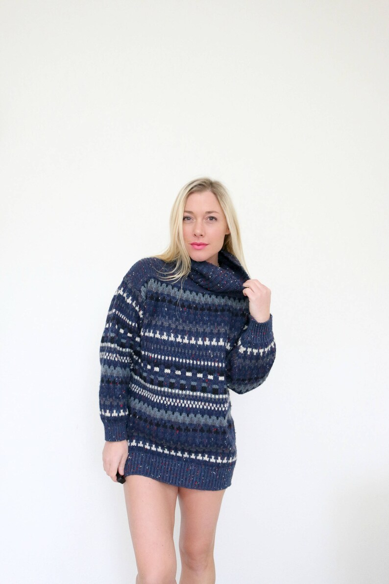 1990s Nordic Knit Turtleneck Sweater // Size Extra Small to - Etsy