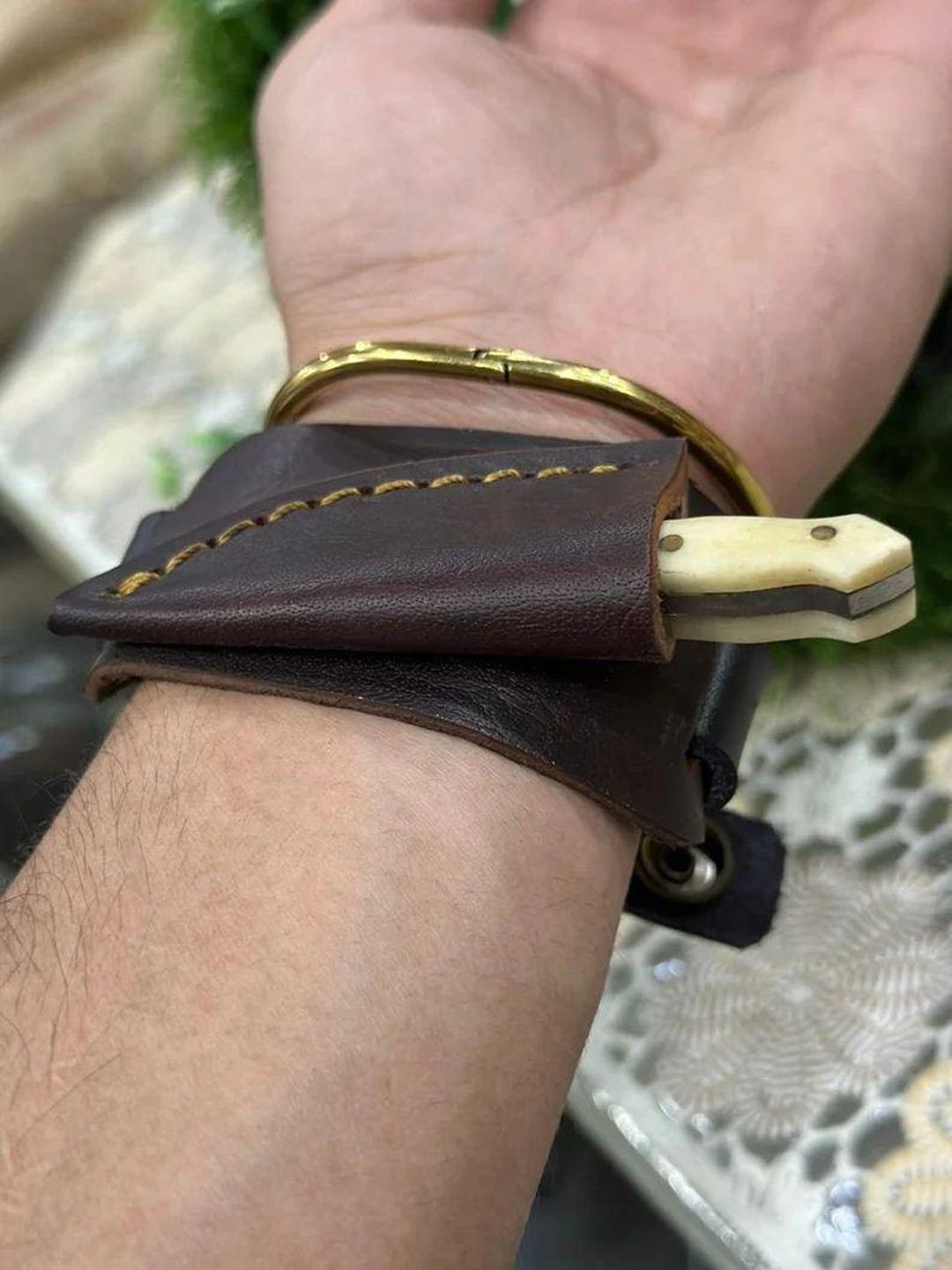 Wristlet Camping Knife Handmade Antler Handle Hiking , Wristband Bush ...