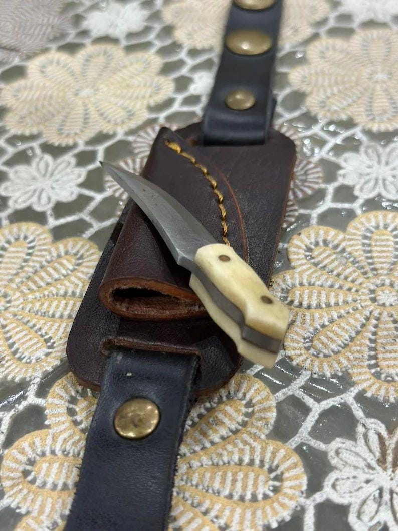 Wristlet Camping Knife Handmade Antler Handle Hiking , Wristband Bush ...