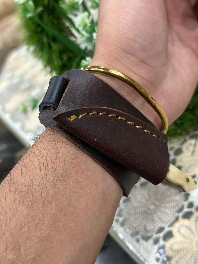 Wristlet Camping Knife Handmade Antler Handle Hiking , Wristband Bush ...