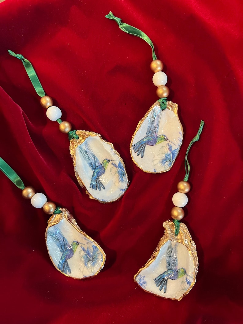 Hummingbird Oyster Trinket/oyster Shell Ring Dish/oyster Shell Decor ...