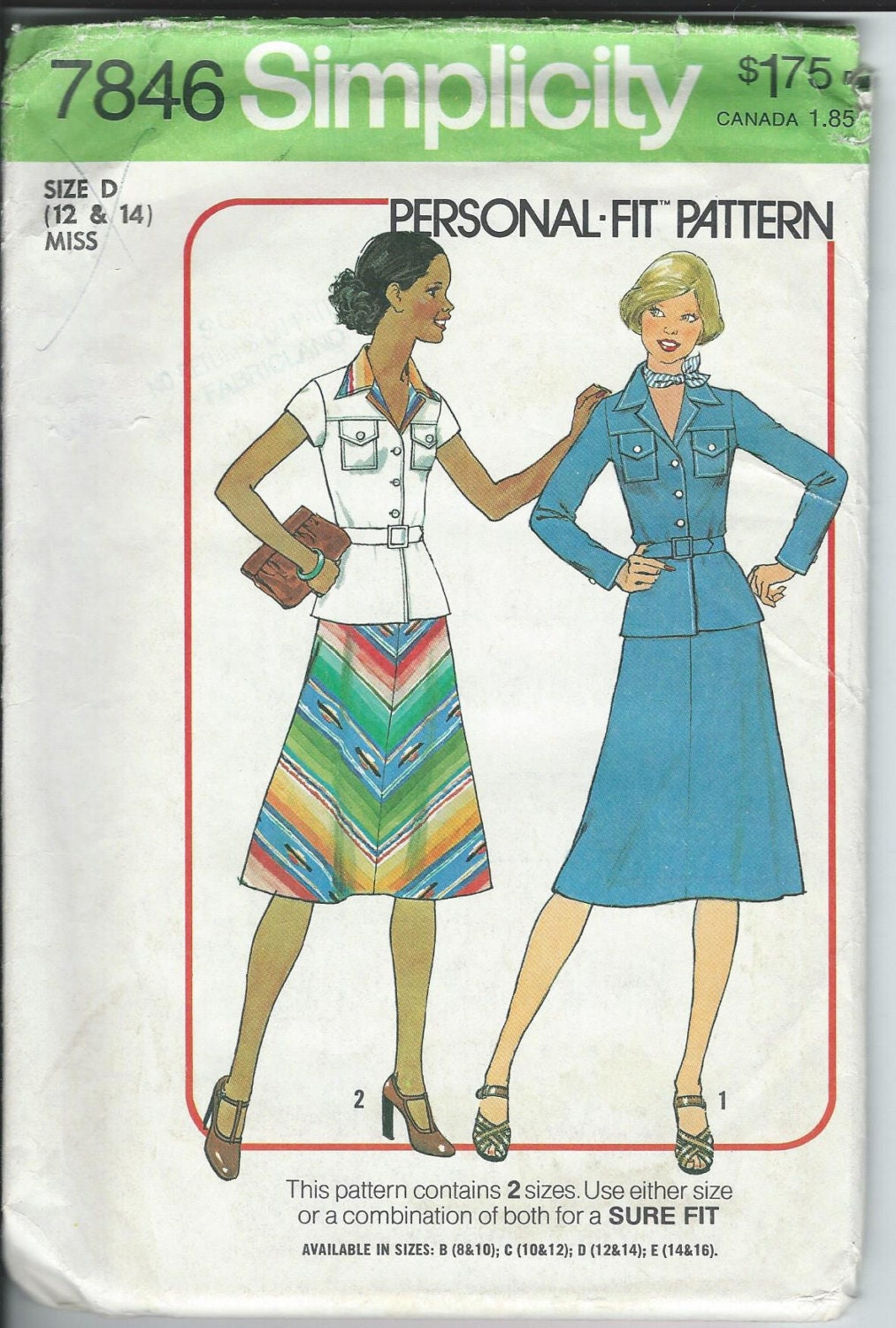 1976 VINTAGE SIMPLICITY PATTERN Misses Two-piece Dress. 7846 Size 12 ...