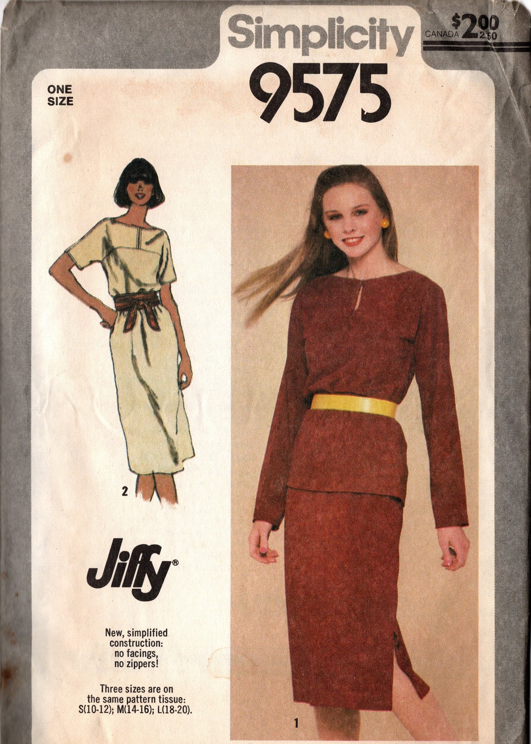 1980 SIMPLICITY PATTERN. Jiffy Dress. 9575 Size S, M, L - Etsy