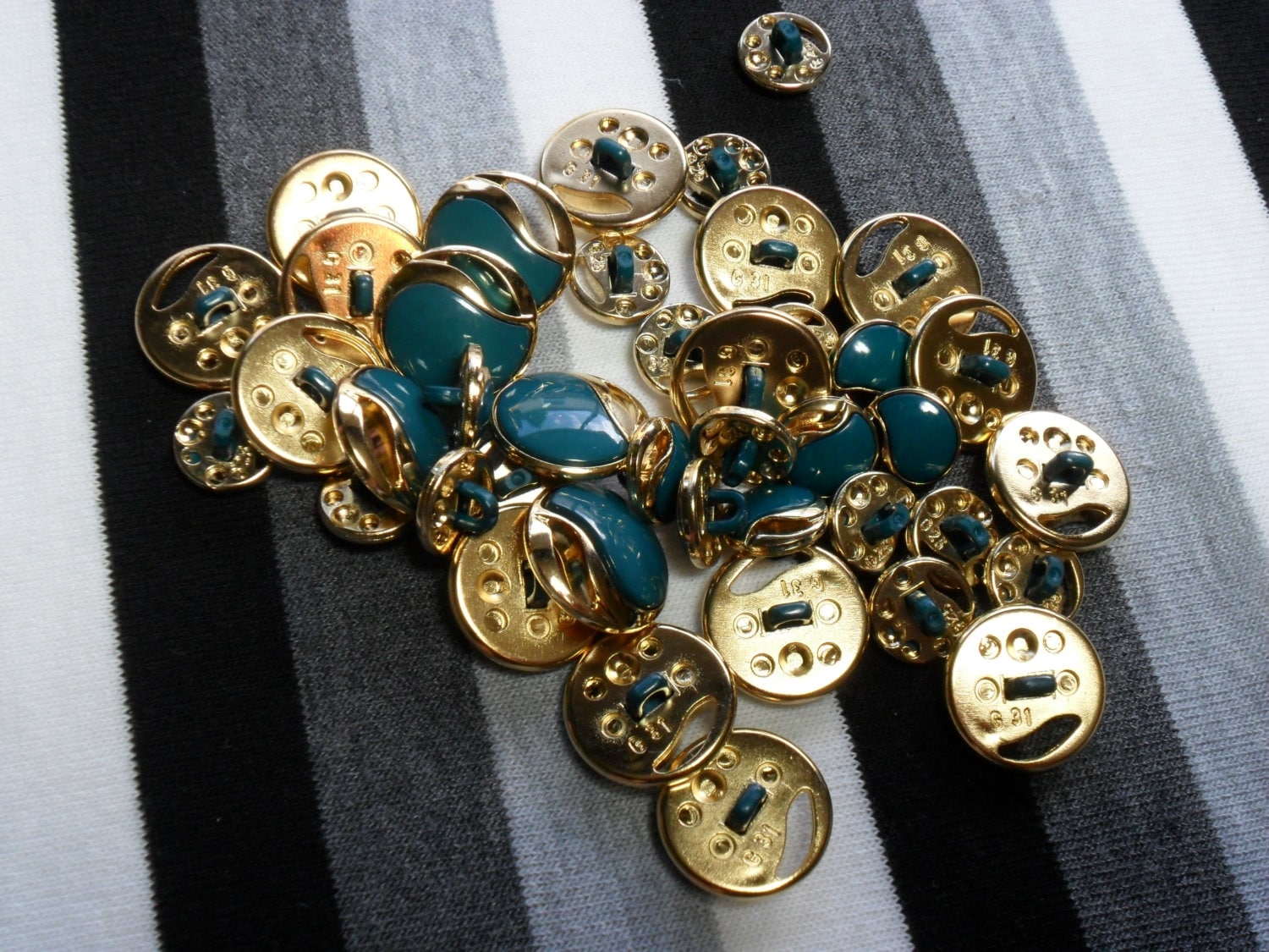 Round Blue and Gold Plated Button With Shank. 2 Sizes. 1/2" & 7/8" - Etsy