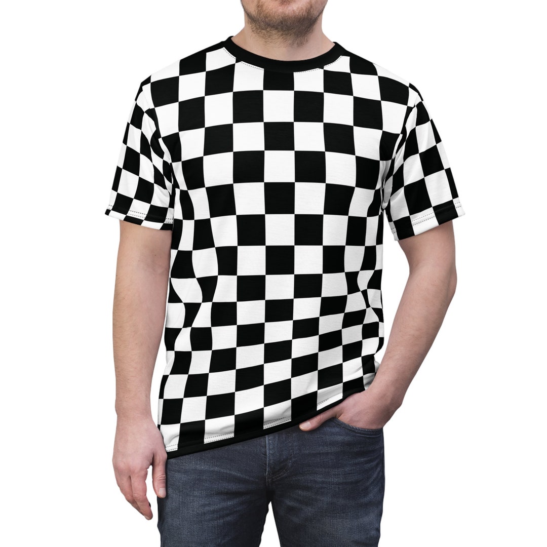 Retro Black and White Checkered Pattern T-shirt Unisex Stylish and ...