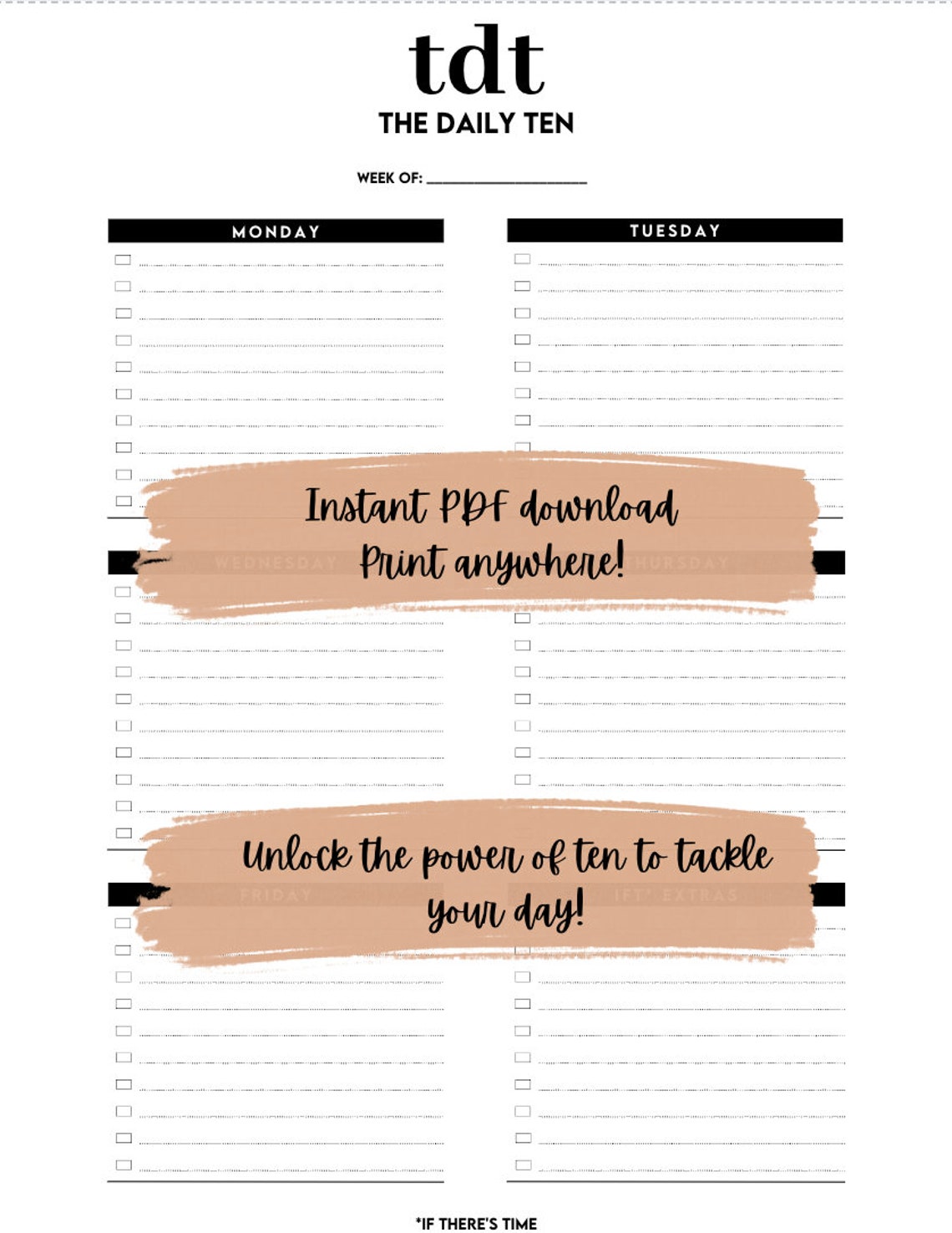 The Daily Ten - Downloadable Printable Task List, Daily Planner ...