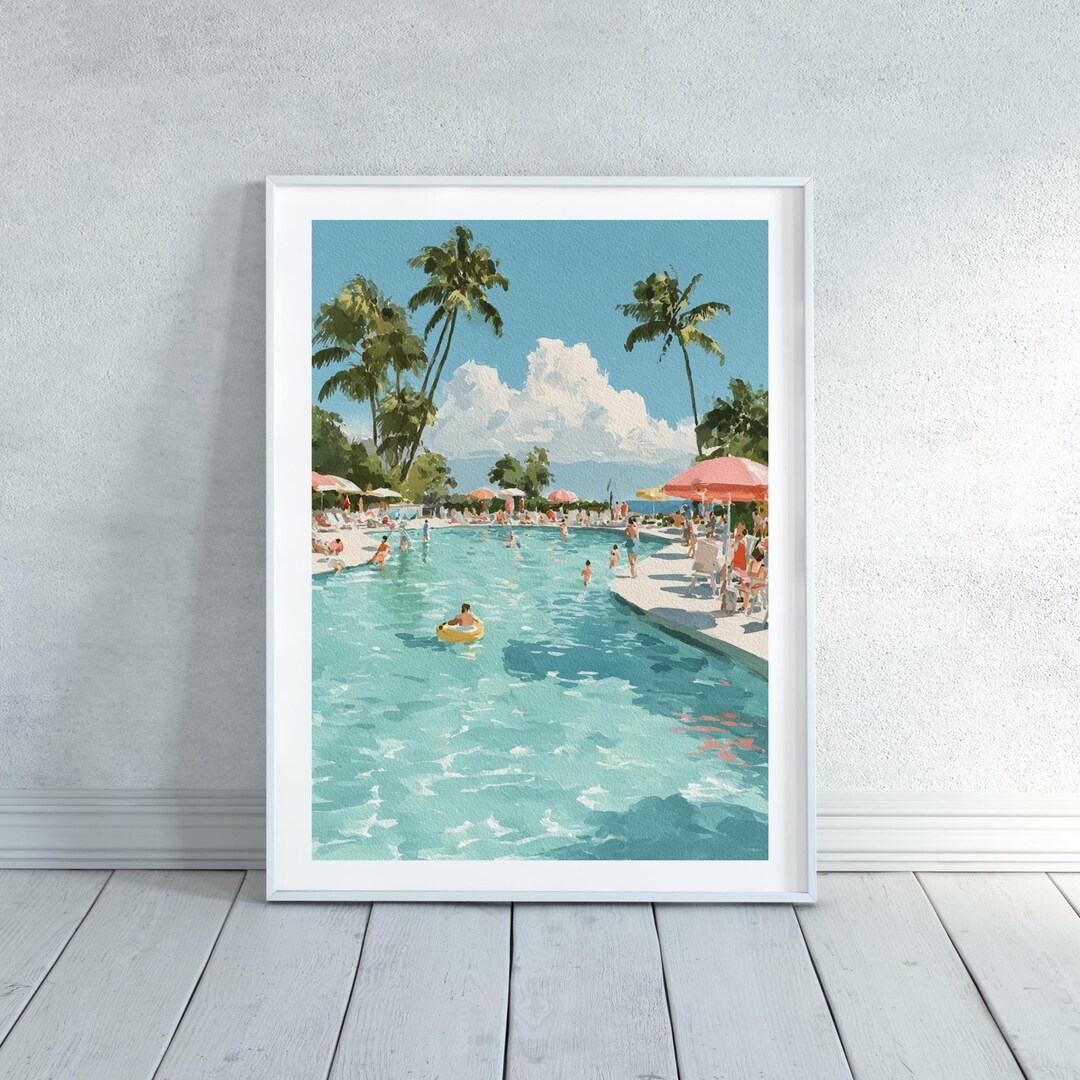 MCM Poolside Resort Printable Painting Art Print Your Own Artwork - Etsy