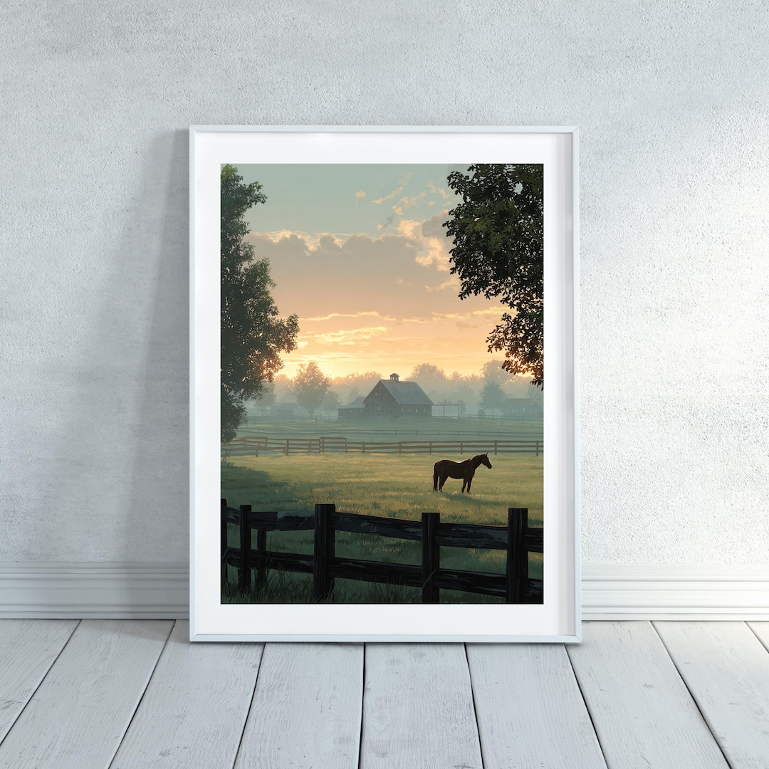 Horse Farm Ranch Printable Painting Art Print Your Own Artwork - Etsy