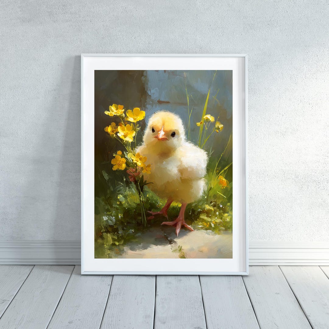 Yellow Chick Easter Printable Painting Art Print Your Own Artwork - Etsy
