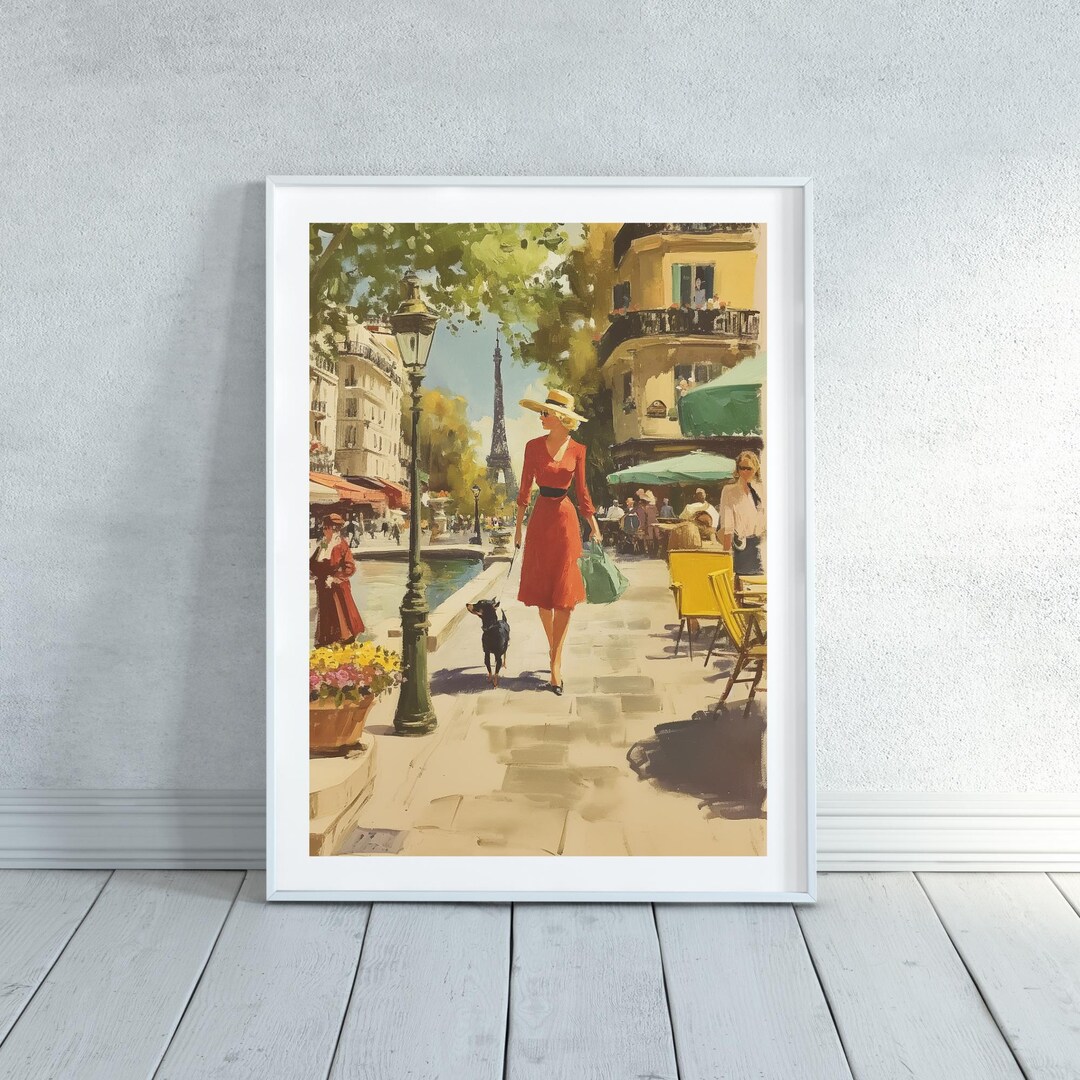 Lady in Red Paris Printable Painting Art Print Your Own Artwork - Etsy