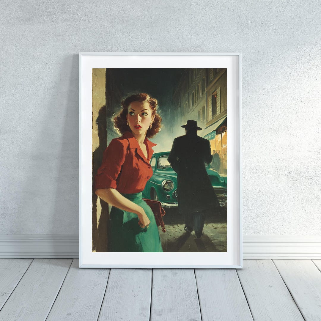 Mystery Pulp Fiction Spy Printable Painting Art Print Your Own Artwork ...