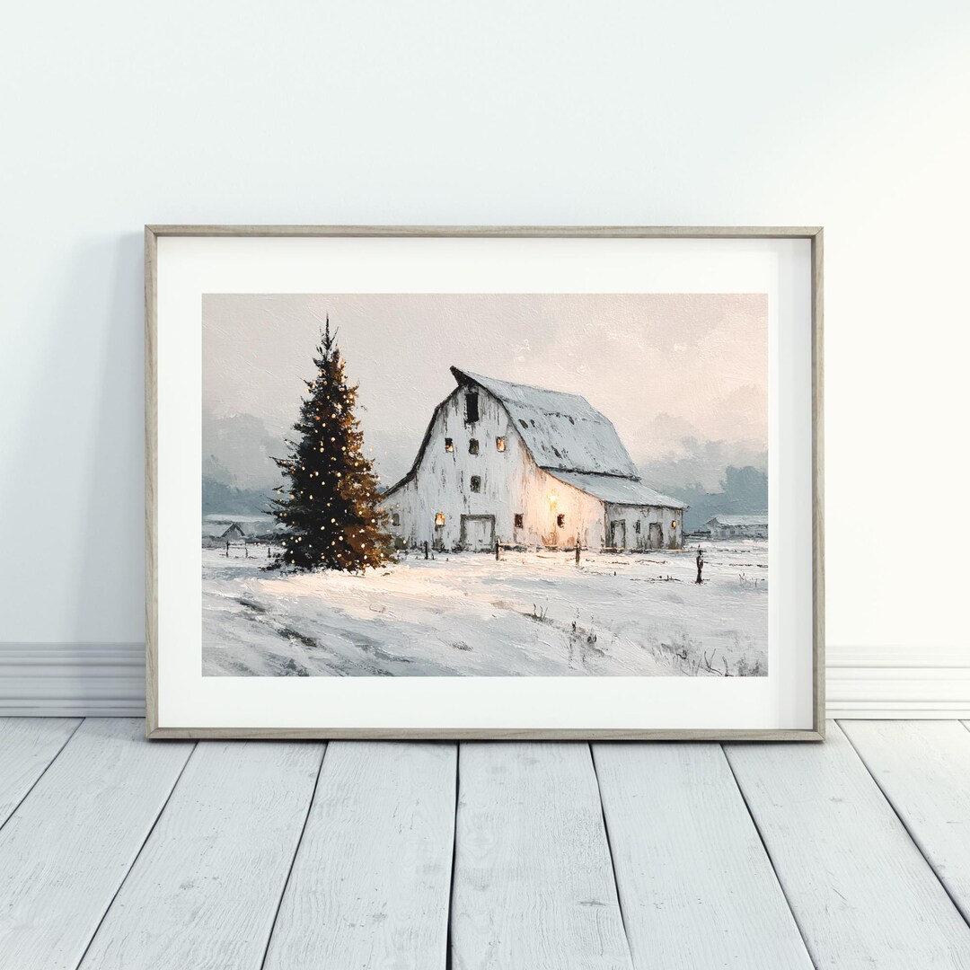 Rustic Winter Barn White Print Your Own Artwork Instant Download - Etsy