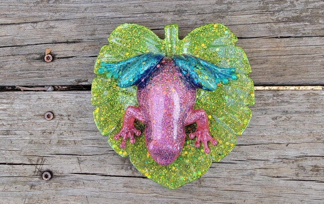 Pink and Blue Glittery Frog - Etsy