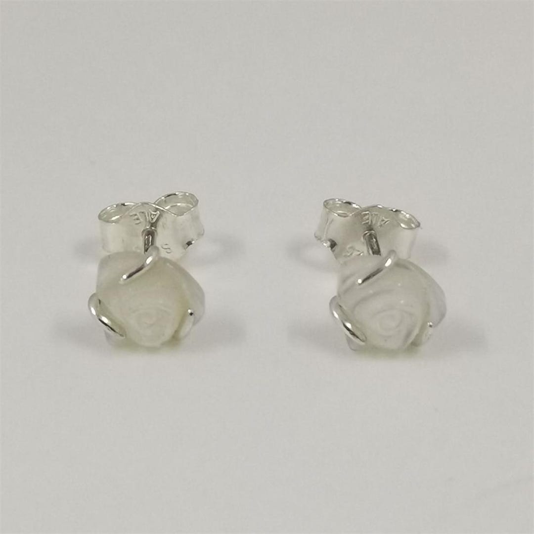 Pandora White Rose in Bloom Stud Earrings - Etsy