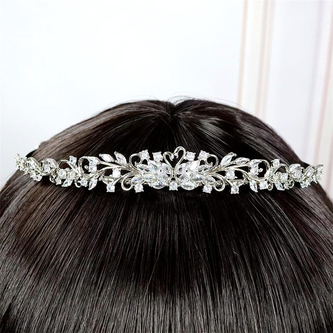 Silver Wedding Tiara,small Graduation Crown for Bridal ,cubic Zirconia ...