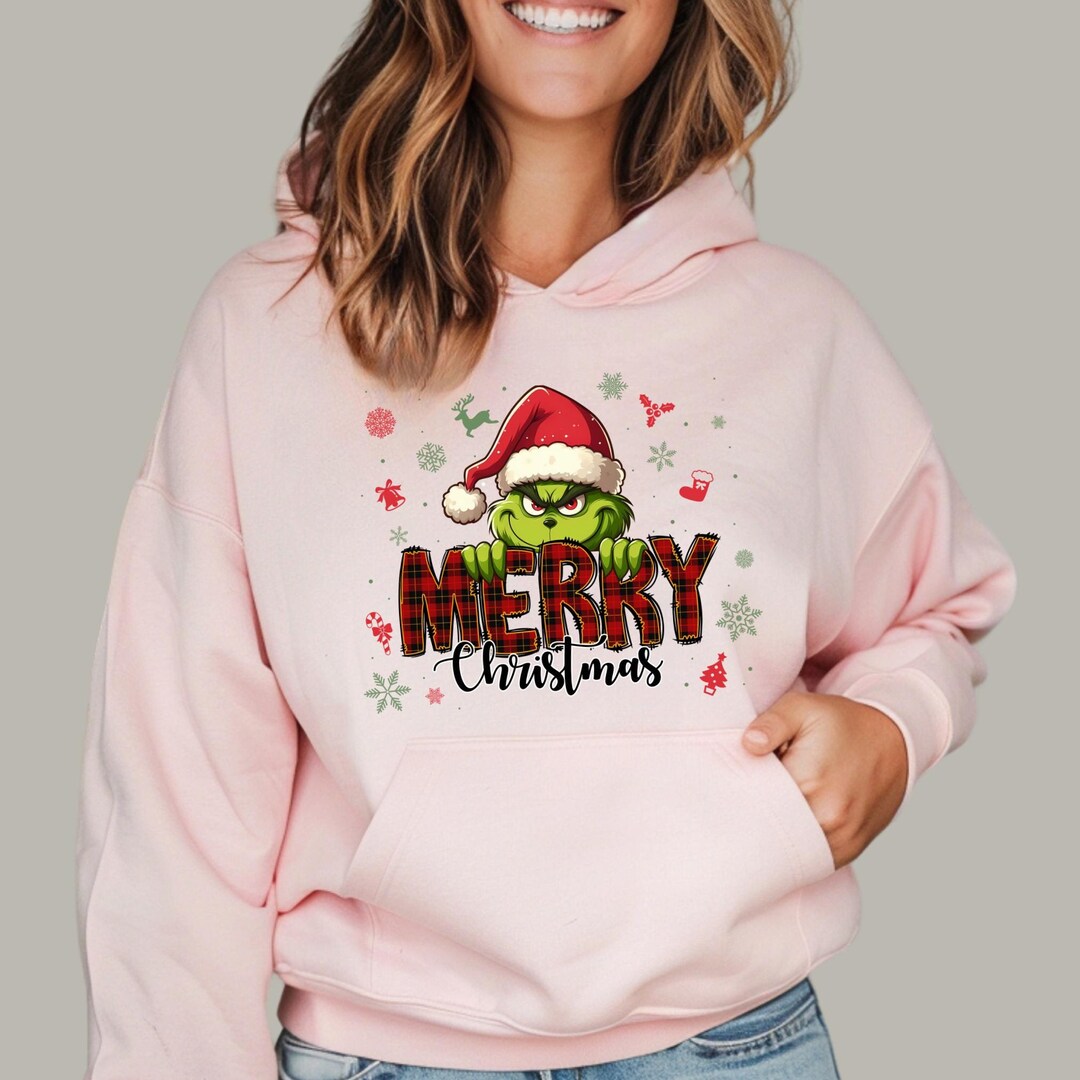 Merry Grinchmas Hoodie, Grinch Holiday Hoodie, Funny Family Hoodie ...
