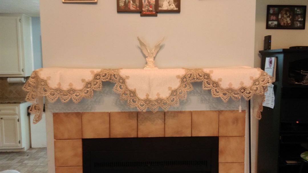 Gold Lace Fireplace Mantel Scarf, Antique White, 96 X 17 Inches - Etsy