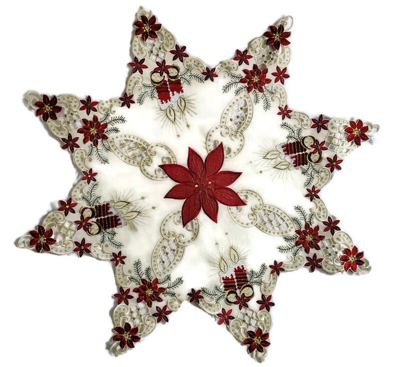 Christmas Holiday Star Shaped Table Topper or Large Doily With - Etsy