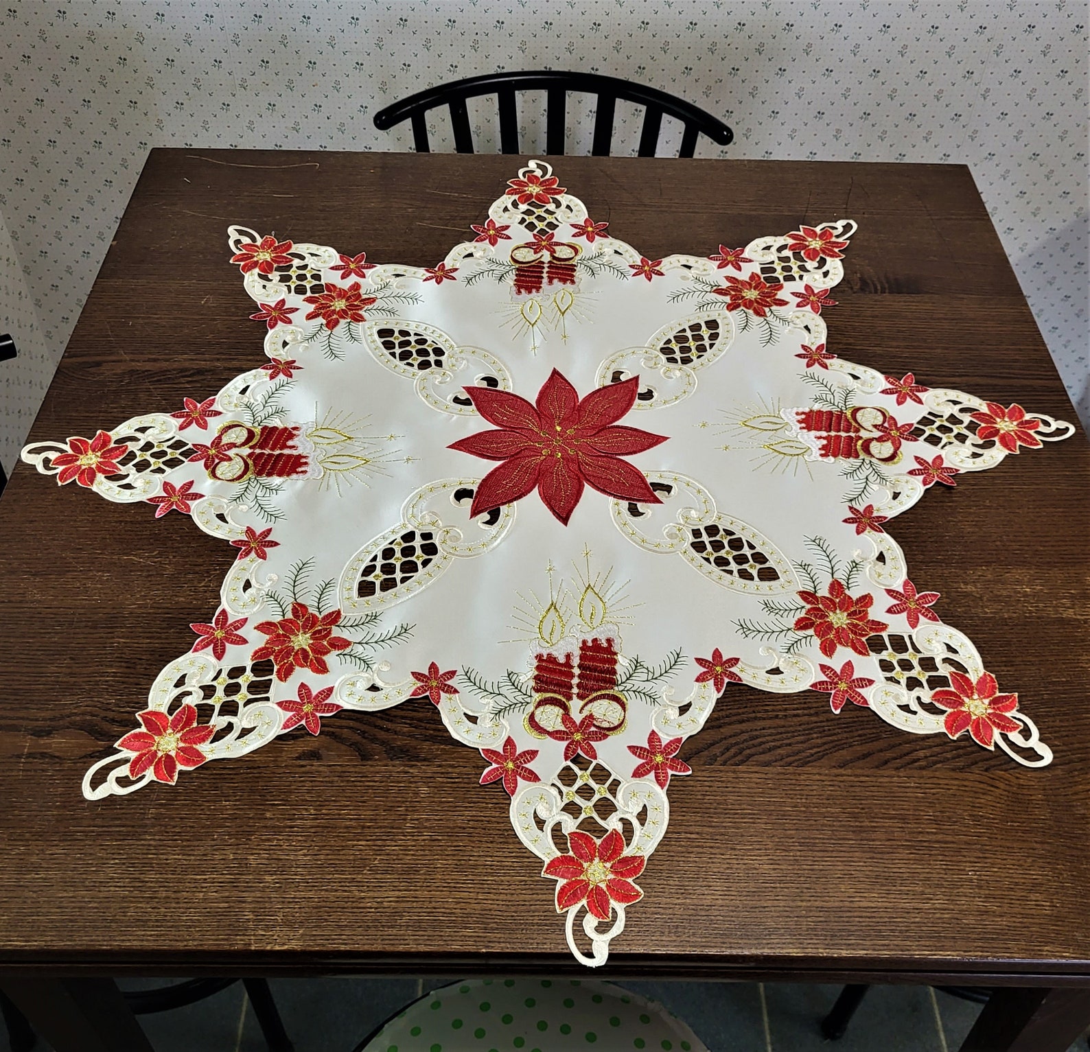 Christmas Holiday Star Shaped Table Topper or Large Doily With - Etsy