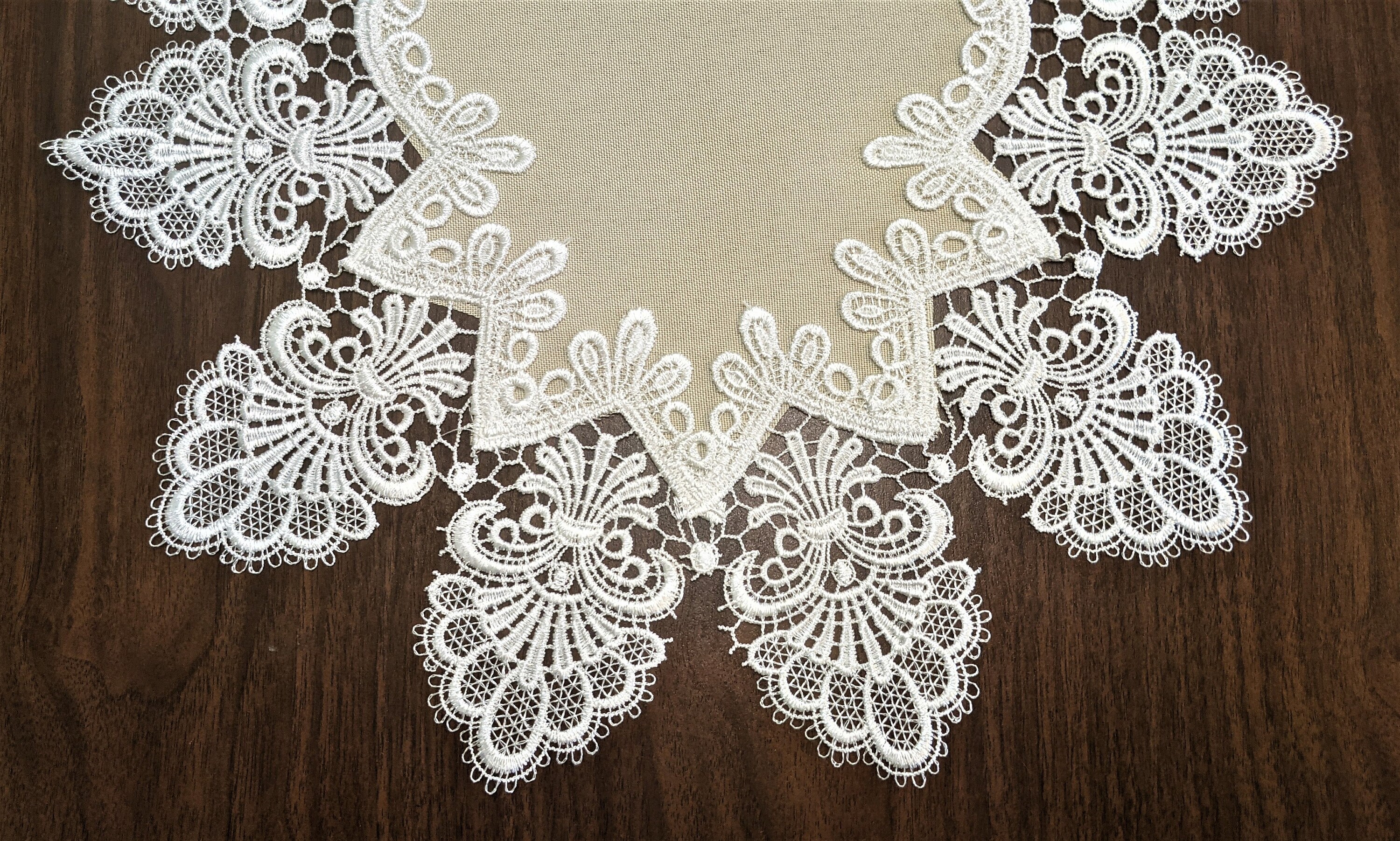 White Venetian Lace Table Runner With Tan Burlap Linen Various Sizes - Etsy