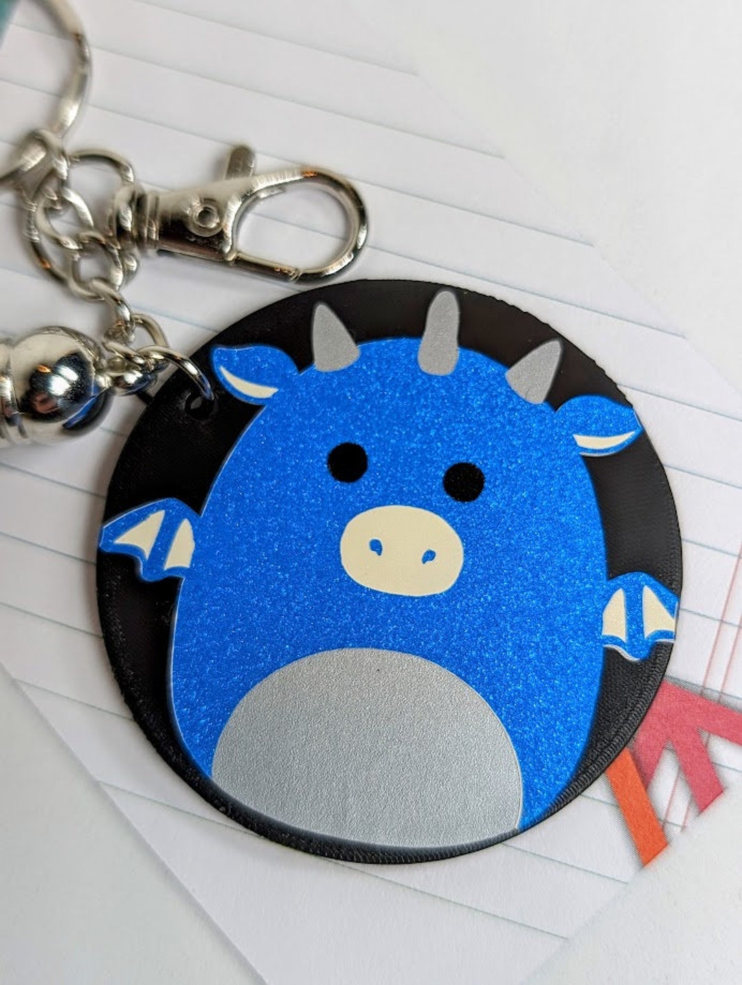 Sparkly Blue Dragon Squish Keychain - Etsy