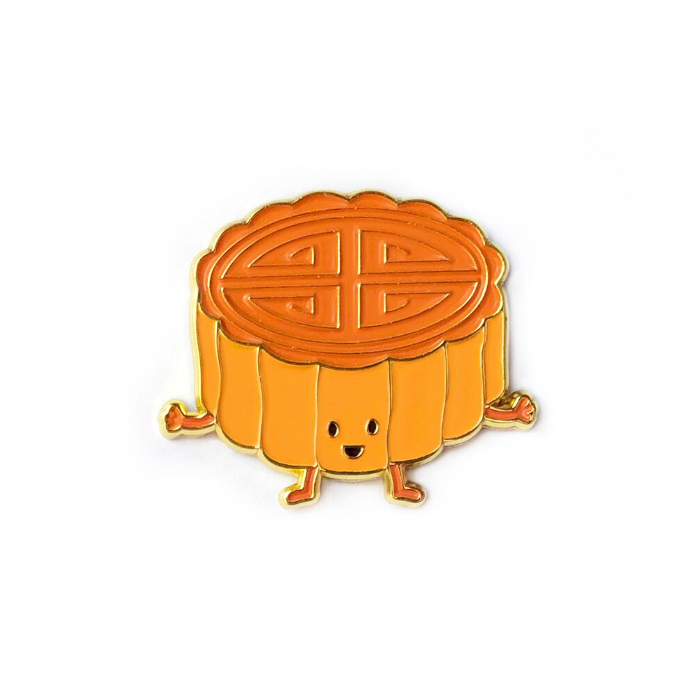Mooncake Enamel Pin cute cartoon lapel food Lunar New Year | Etsy