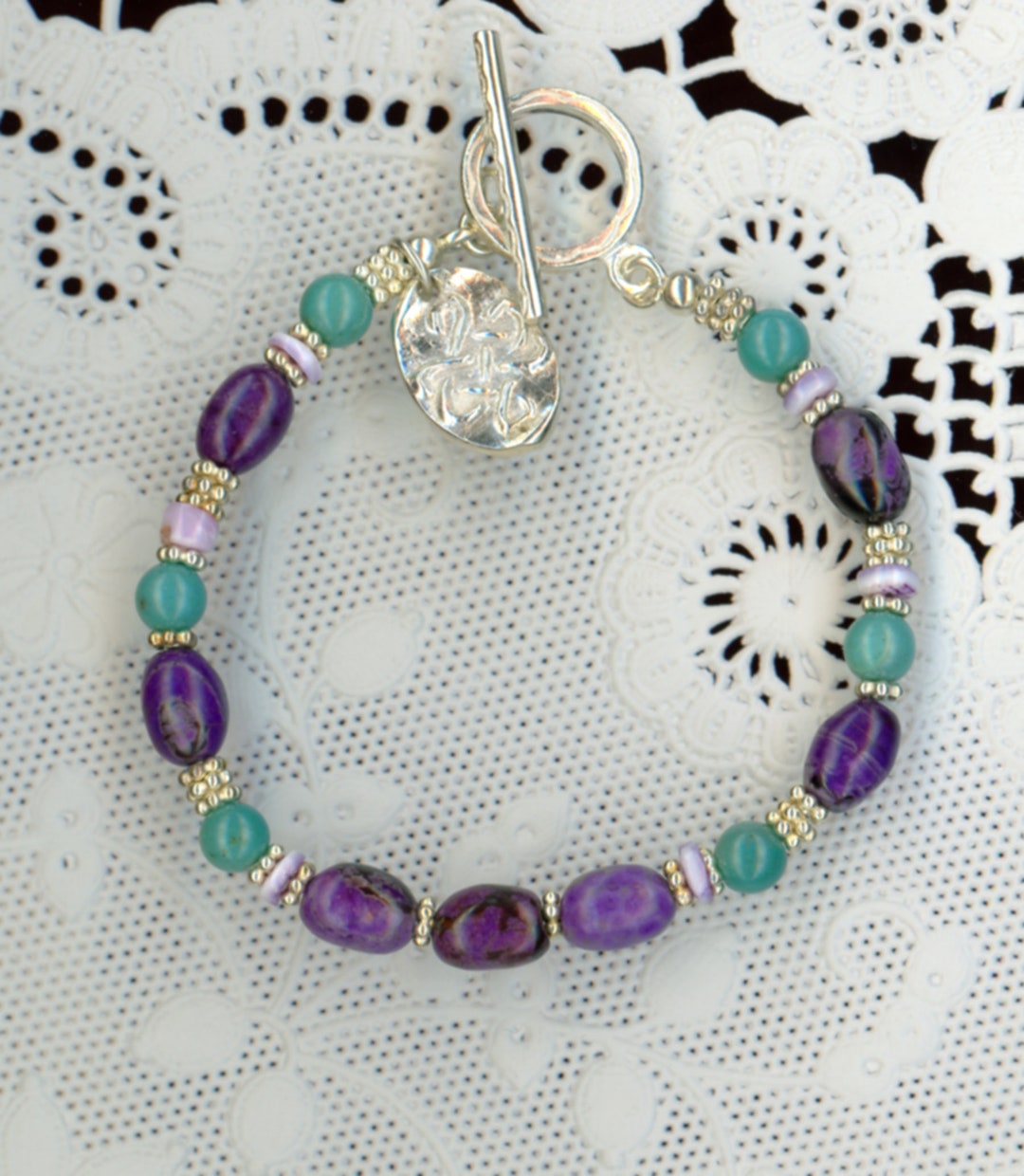 Petite Sugilite Gem Silica Cebu Beauty Sterling Bracelet Earring Set - Etsy