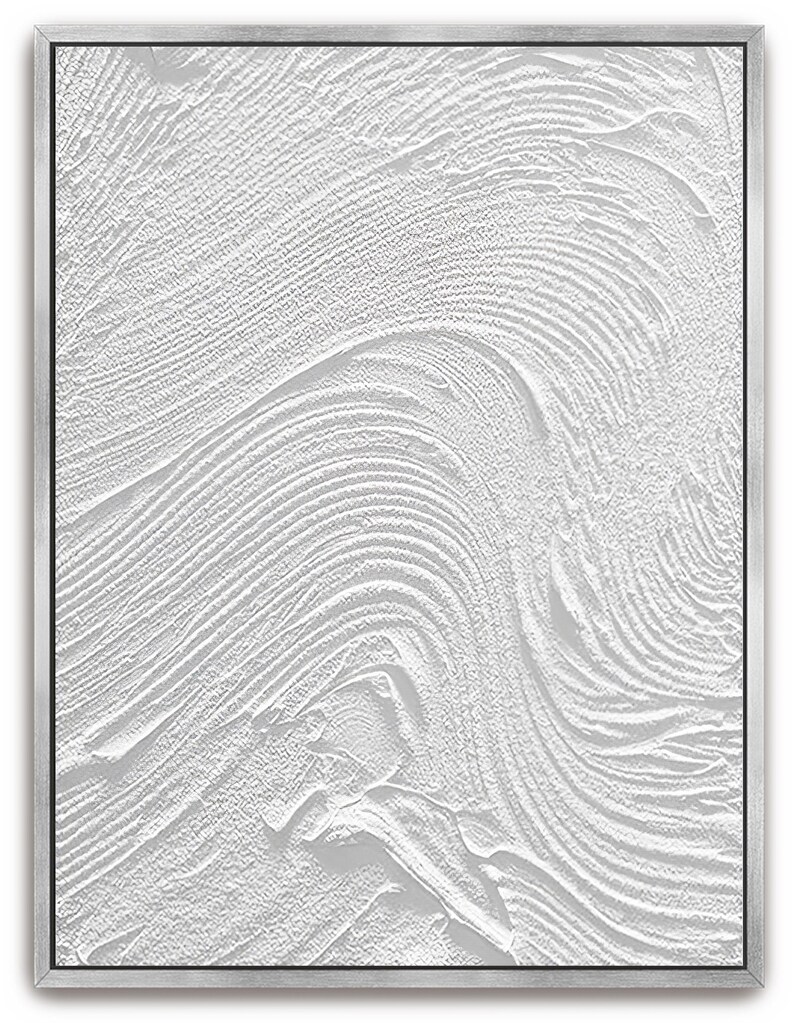Abstract Hand Painted All White Textured 3D Art Painting Textured Large ...