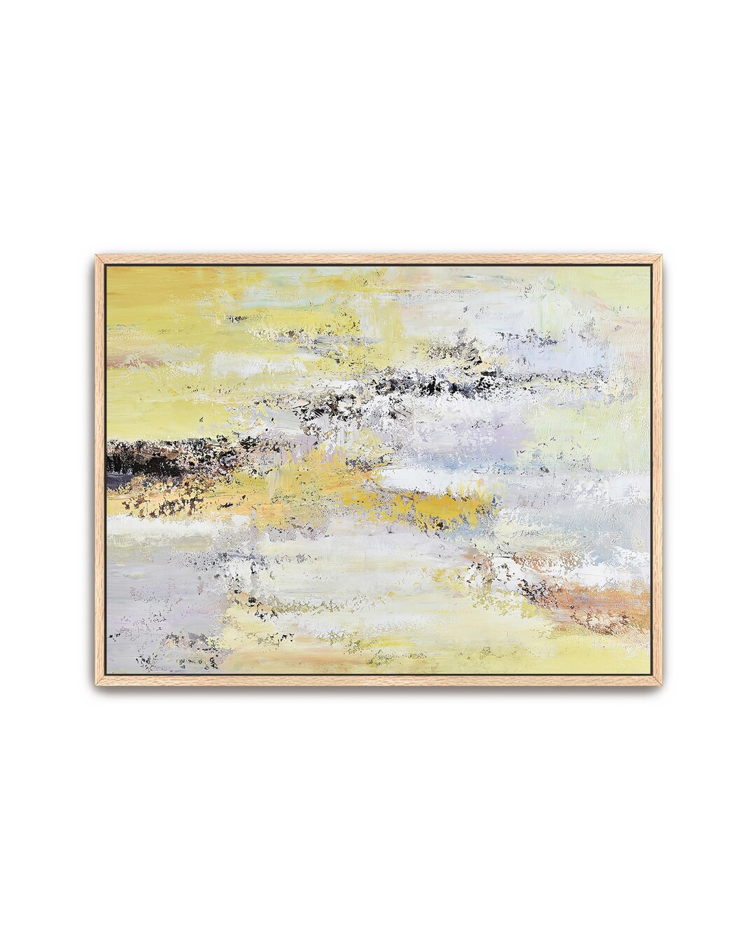 Abstract Hand Painted Yellow Art Painting Large Artwork Wall Art, Light ...