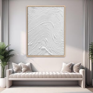 Abstract Hand Painted All White Textured 3D Art Painting Textured Large ...