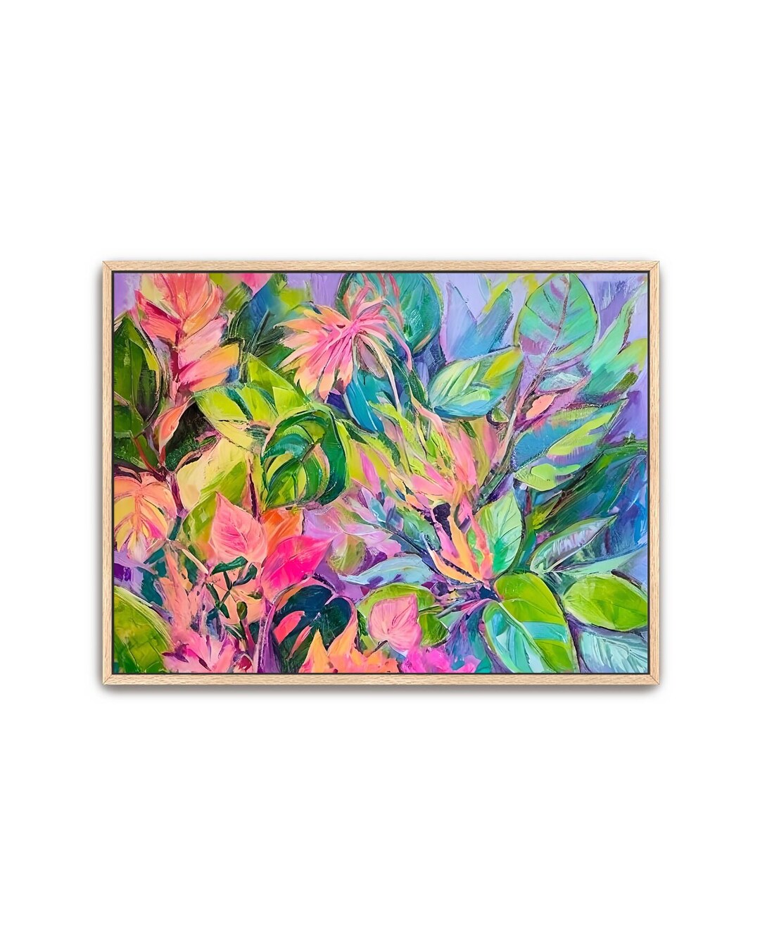 Hand Painted Abstract Colorful Tropical Painting Art, Large Artwork ...