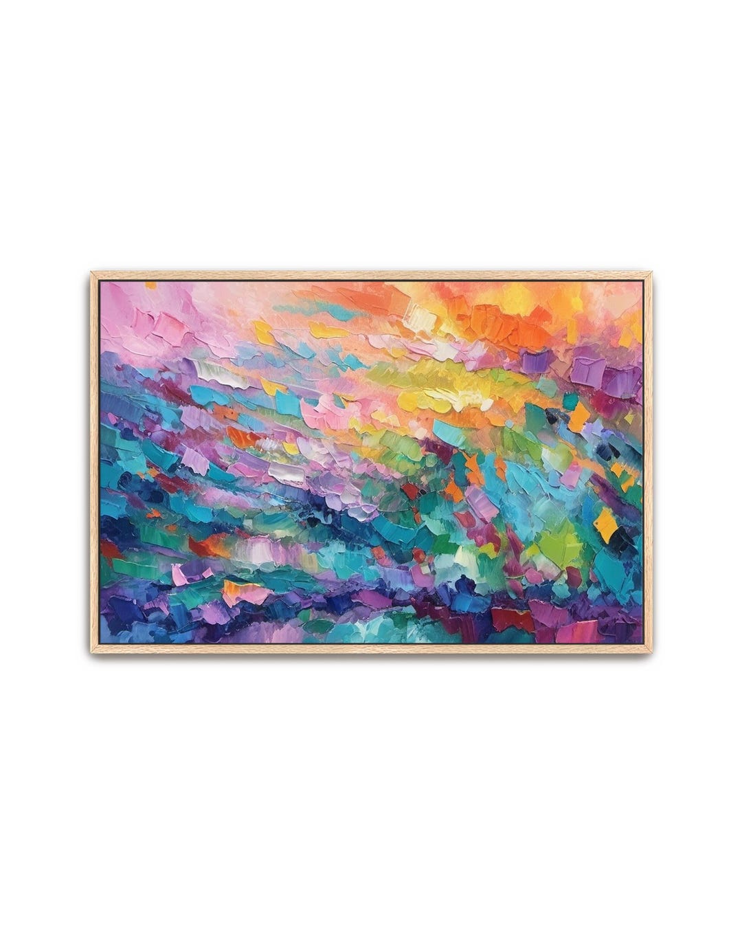 Abstract Hand Painted Colorful Canvas Art: Framed Wall Decor - Etsy