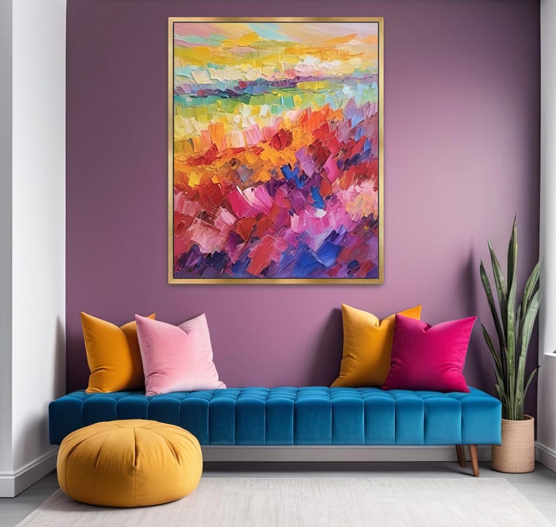 Abstract Hand Painted Colorful Framed Canvas Wall Art - Etsy