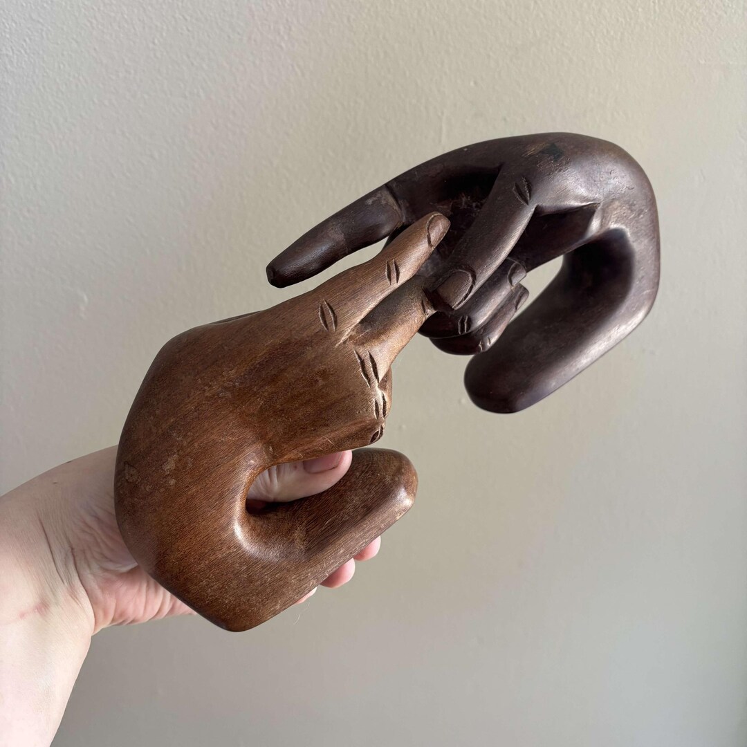 Interlocking Hands Wooden Sculpture - Art Object - Friendship - Love ...