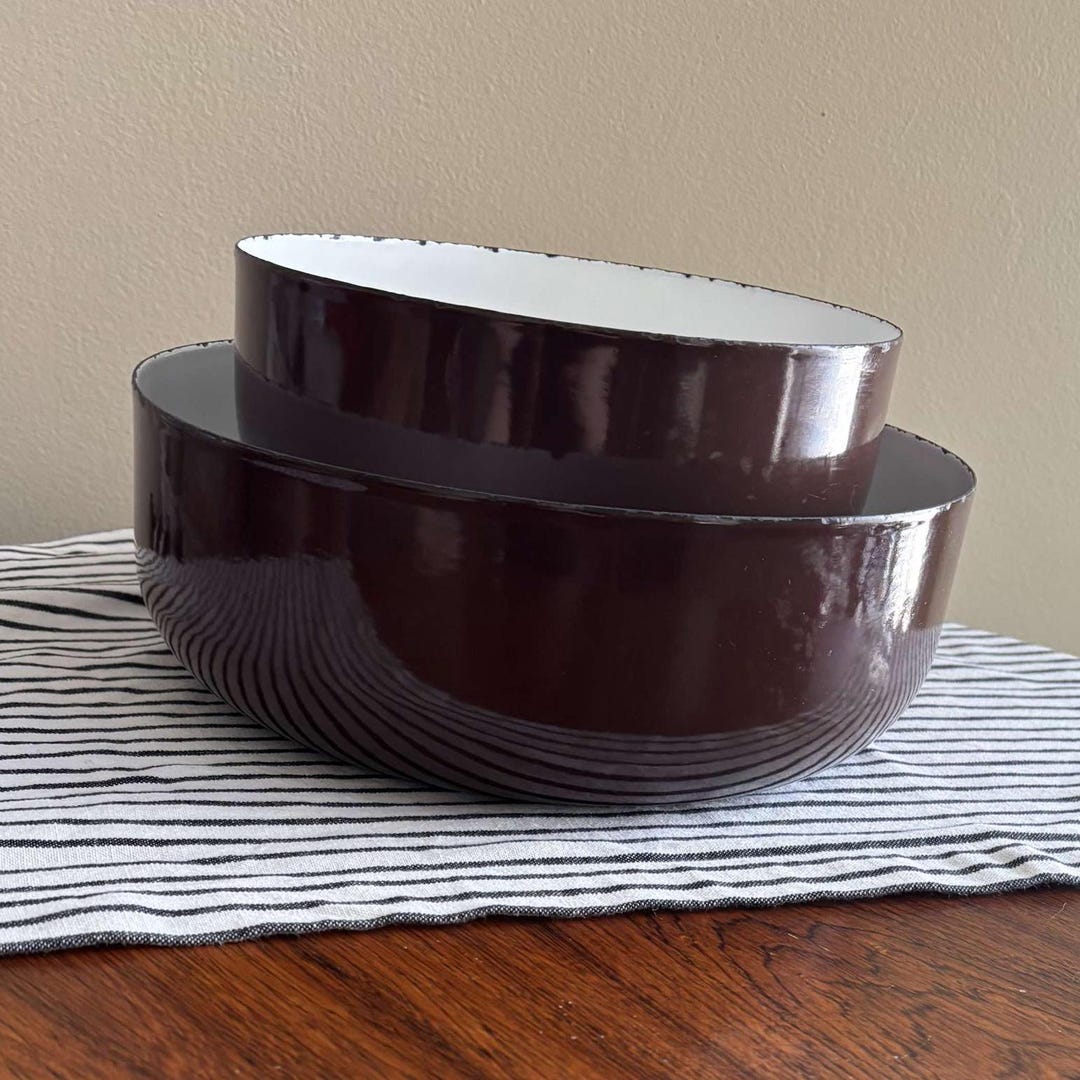 Arabia Finel Brown Enamel Bowls - Set of 2 - Finnish - Serving Bowls - Etsy