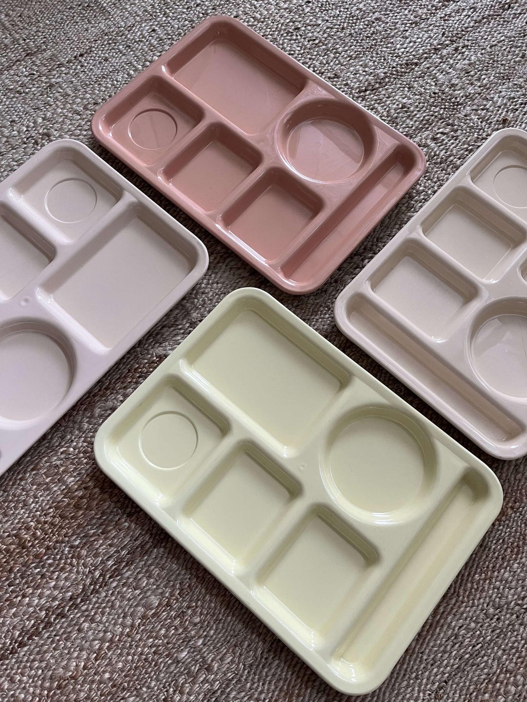Set of 4 Vintage Stackable Lunch Trays Pastel Colors Yellow Pink ...