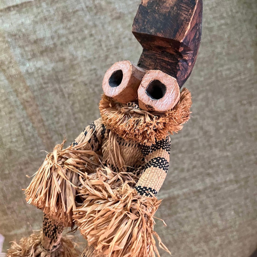 Congo Mungangji Spirit Dancer Doll, Wood, Raffia, African, Folk Art ...